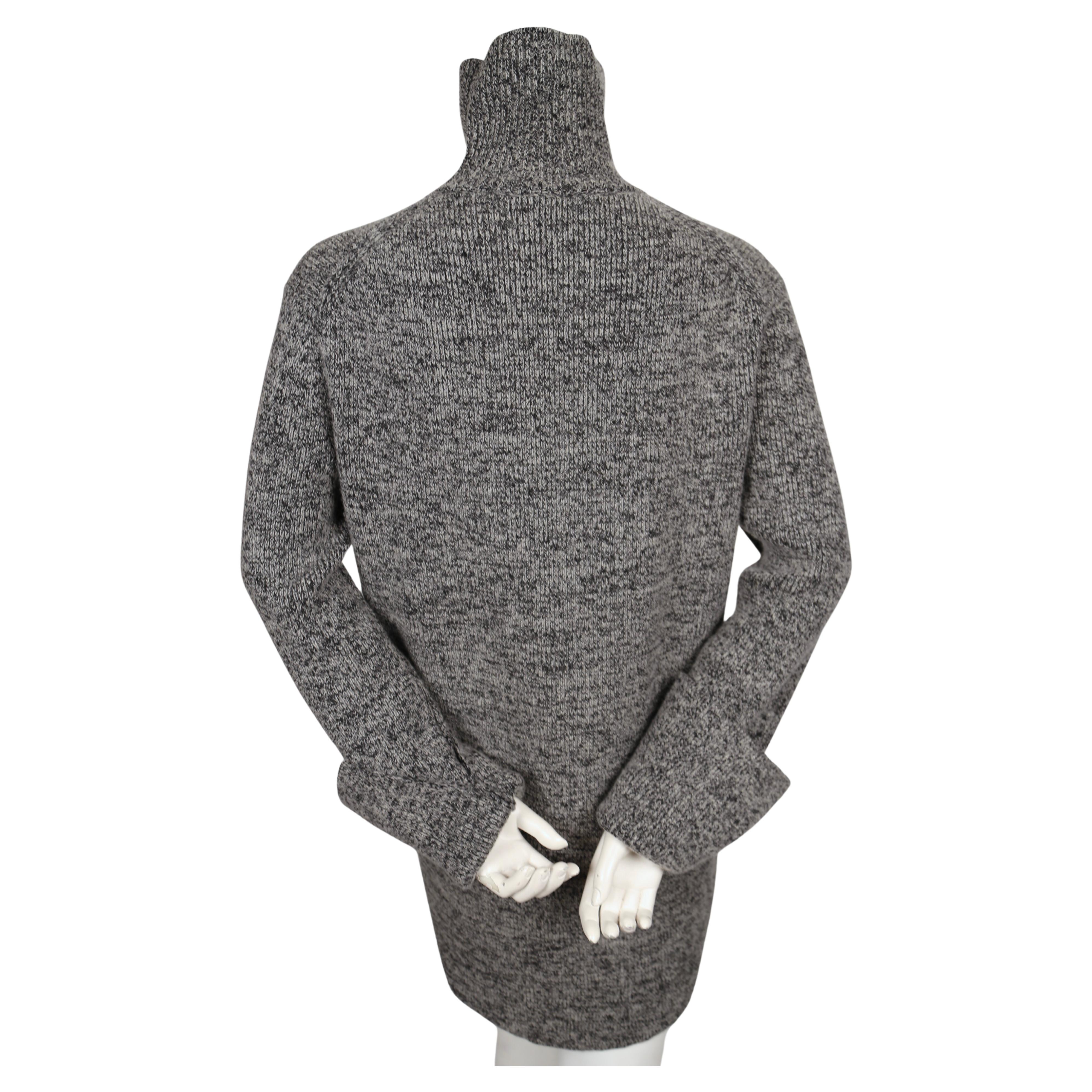 CELINE by PHOEBE PHILO oversized grey turtleneck sweater with curved hem For Sale at 1stDibs