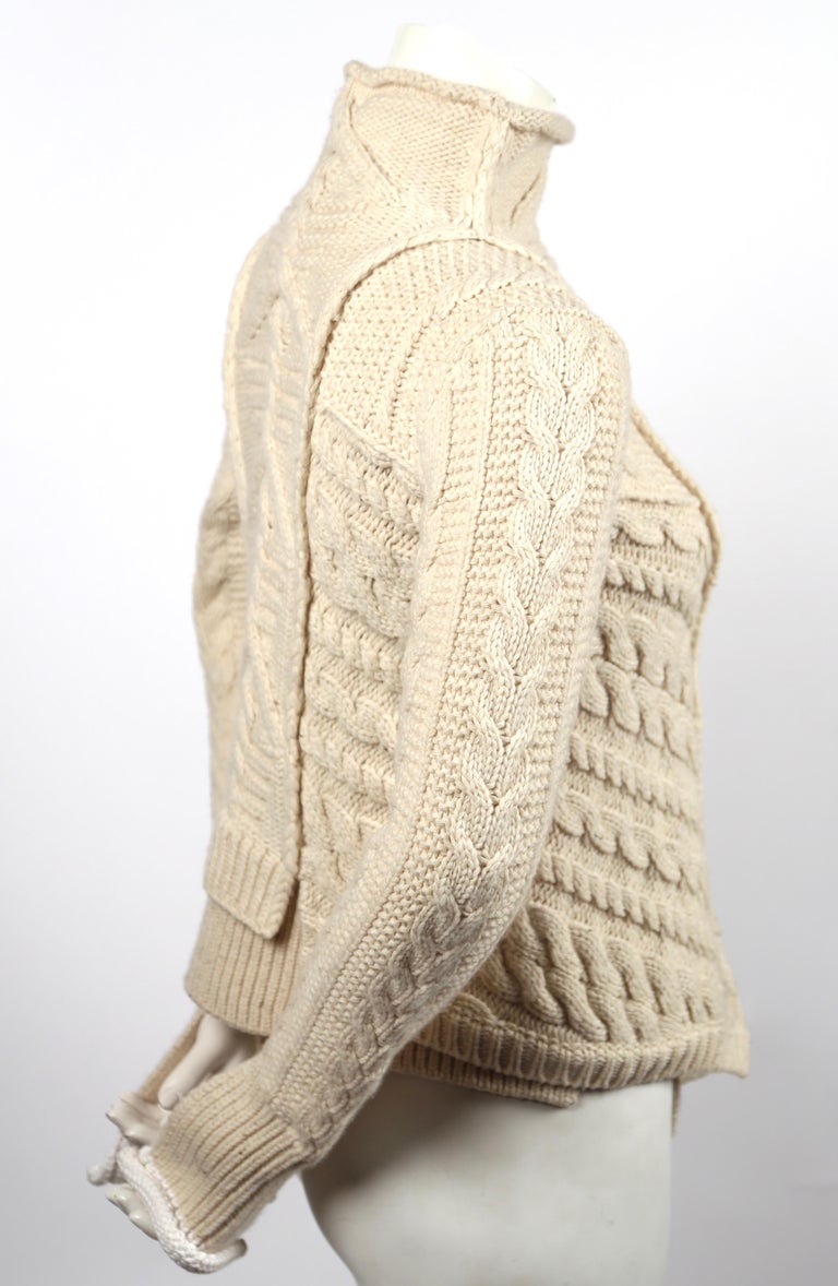 Celine By Phoebe Philo wool cable knit sweater with asymmetric hem at ...