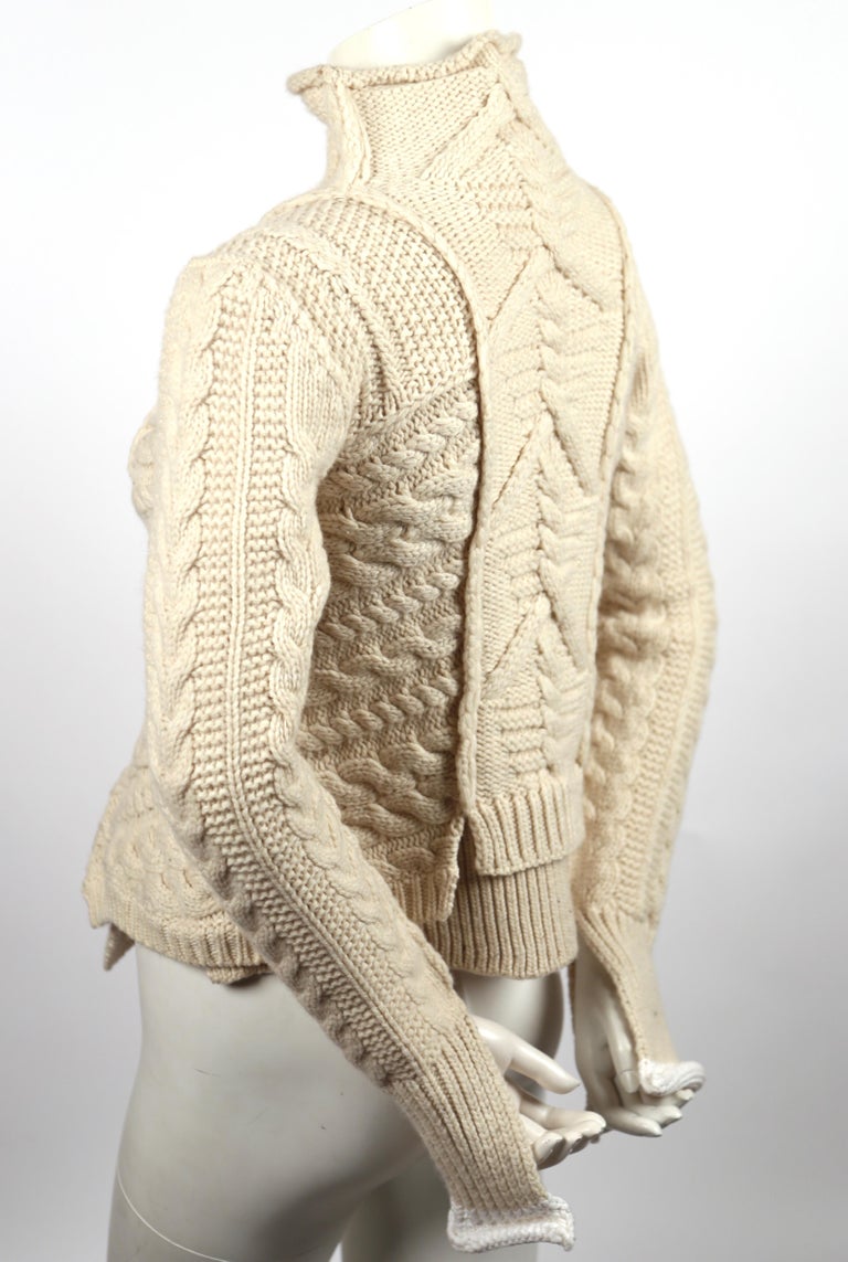 Celine By Phoebe Philo wool cable knit sweater with asymmetric hem at ...