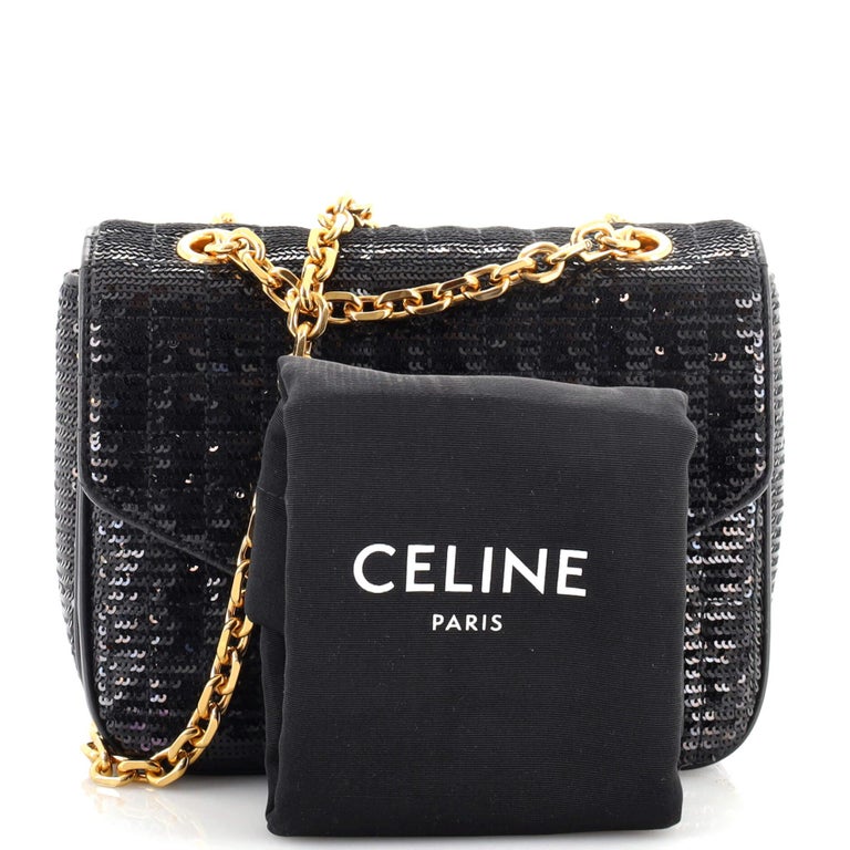 Celine C Bag Quilted Sequins and Calfskin Small For Sale at 1stDibs
