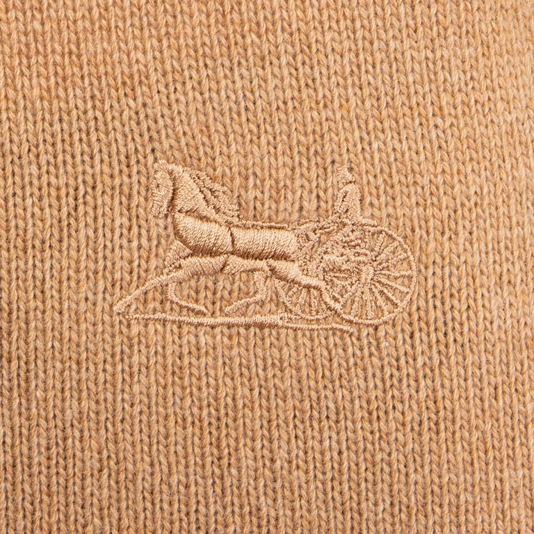 CELINE camel cashmere ICONIC SULKY CREWNECK Sweater XS For Sale at 1stDibs