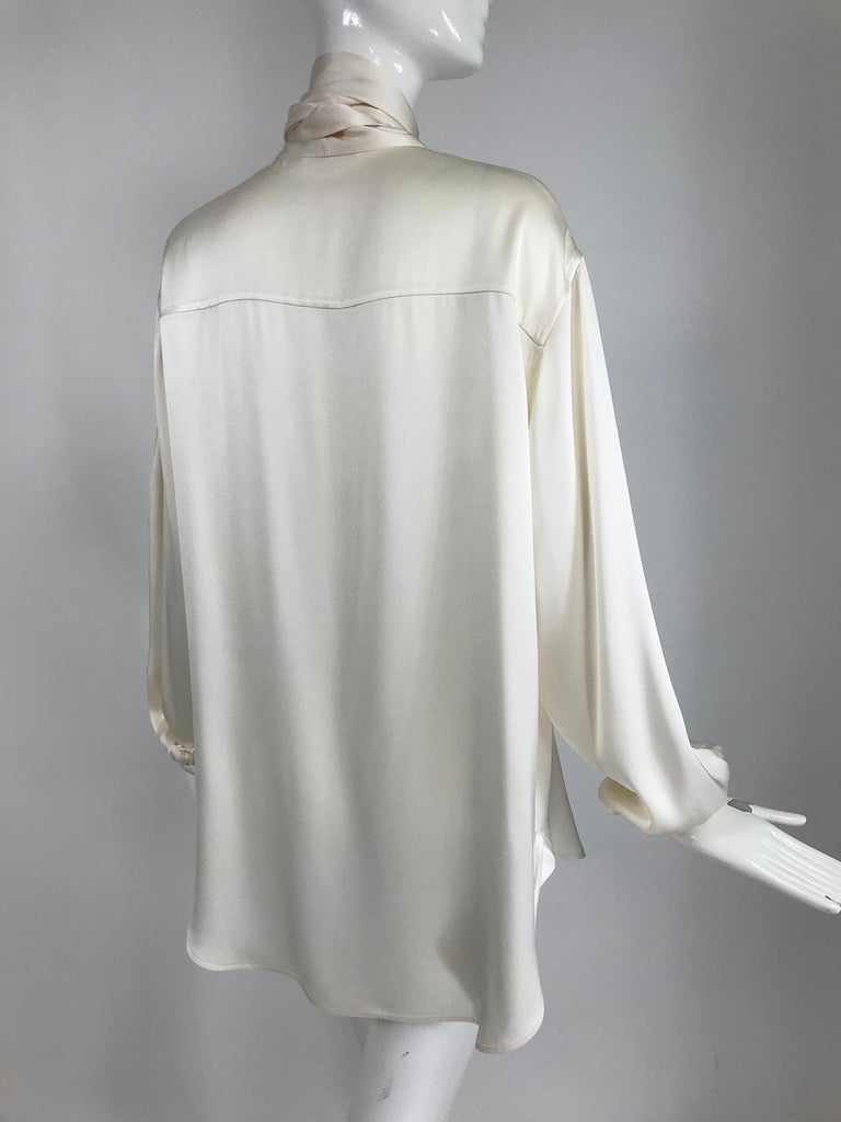 Celine Candle light Silk Satin Oversize Tunic Top Full Sleeves Neck ...