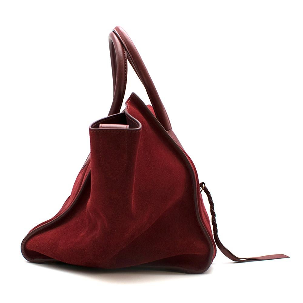 Celine Cherry Red Suede Medium Phantom Bag at 1stDibs