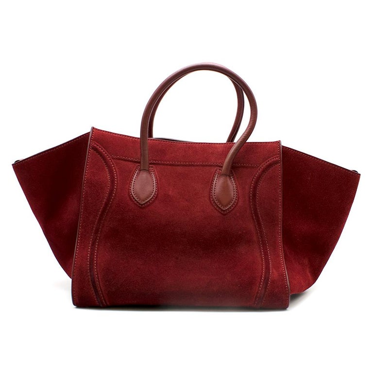 Celine Cherry Red Suede Medium Phantom Bag at 1stDibs