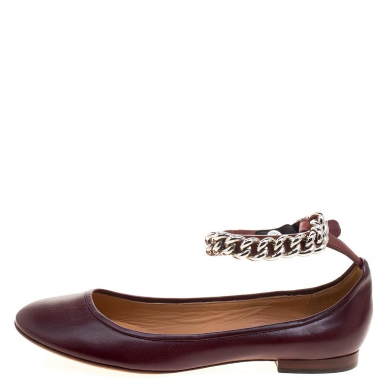 Celine Chocolate Brown Leather Chain Strap Ballet Flats Size 39 For ...
