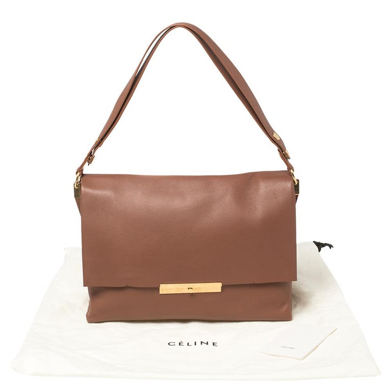 Celine Cinnamon Brown Leather Blade Flap Bag For Sale at 1stDibs