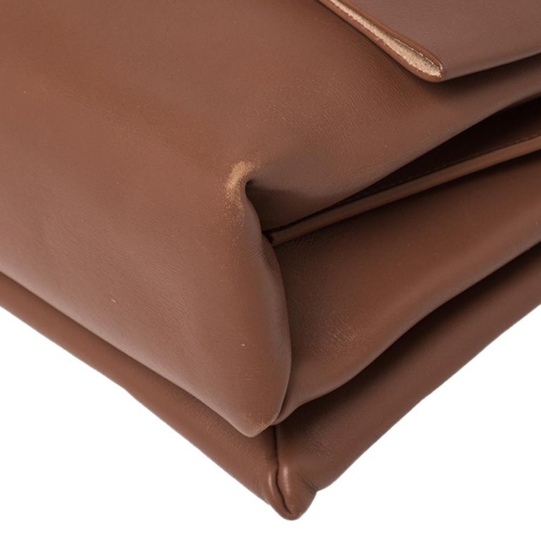 Celine Cinnamon Brown Leather Blade Flap Bag For Sale at 1stDibs