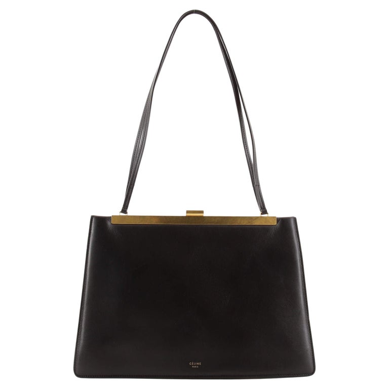Celine Clasp Shoulder Bag Leather Medium at 1stDibs