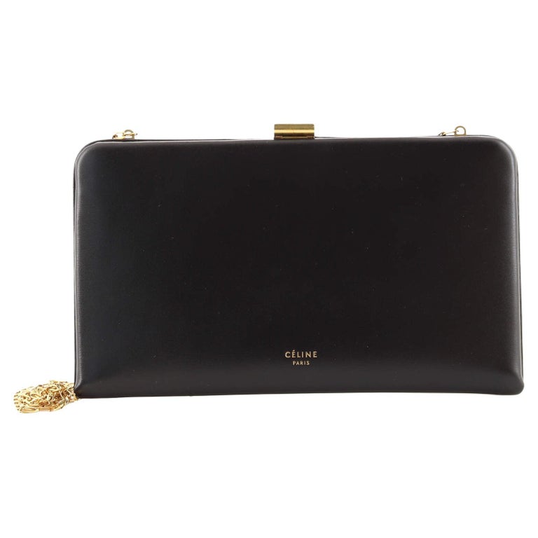 Celine Clasp Wallet on Chain Leather Large For Sale at 1stDibs