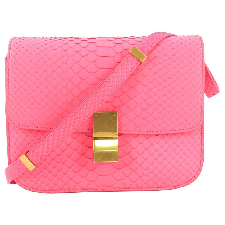Celine Classic Box Bag Python Medium at 1stDibs