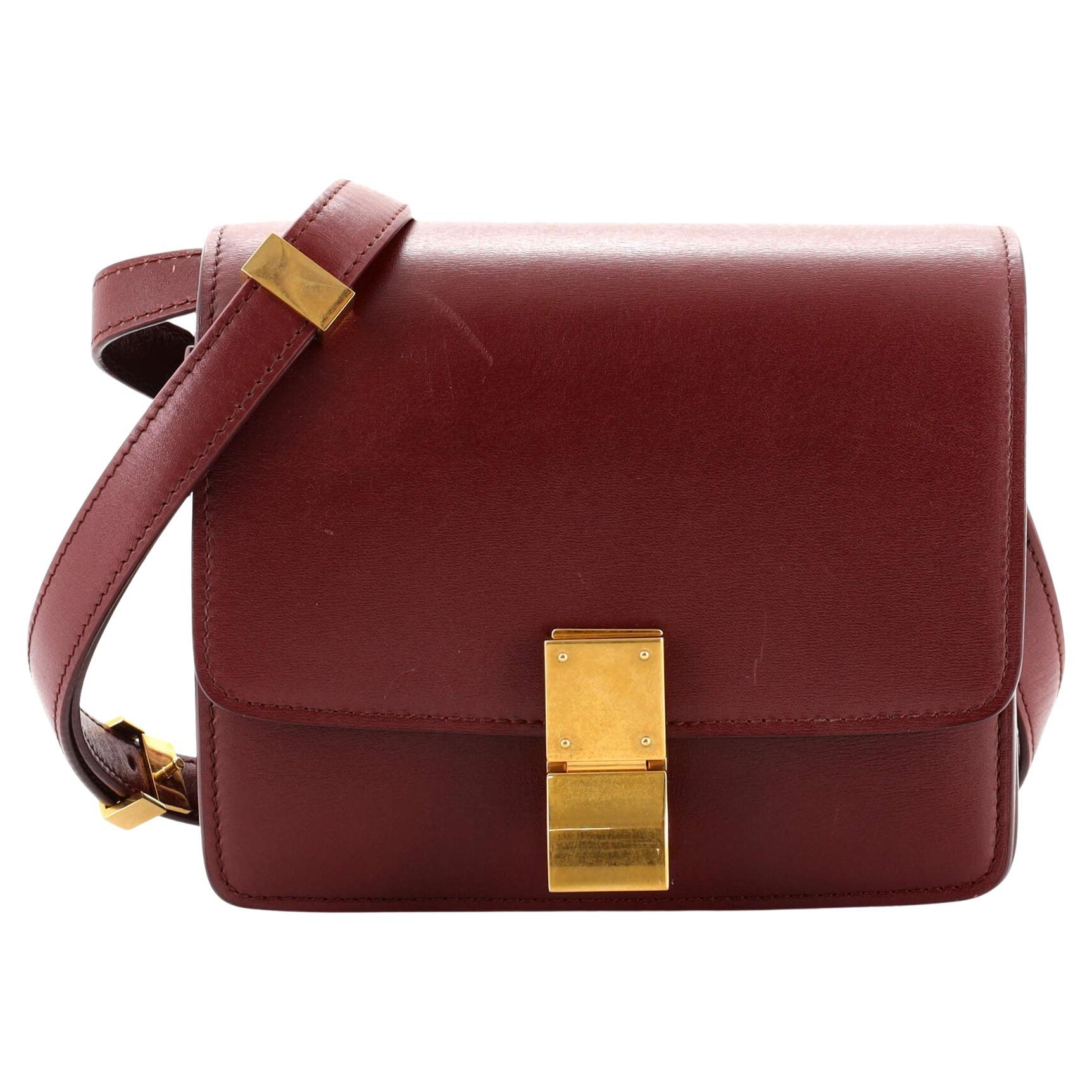 Celine Brown/Red Leather Large Classic Box Bag For Sale at 1stDibs