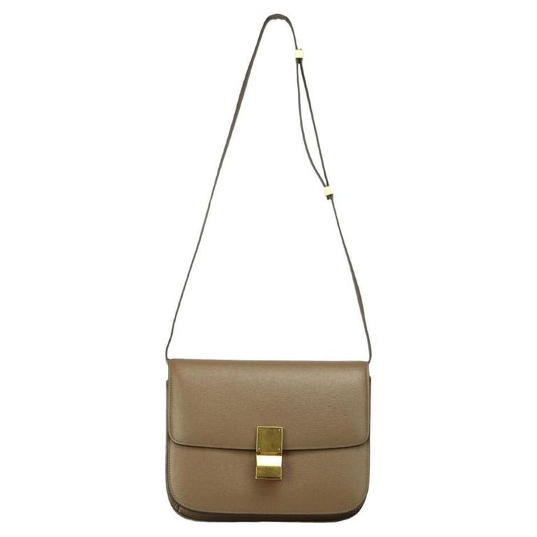 Celine Classic Box Medium Textured Leathger Handbag For Sale at 1stDibs