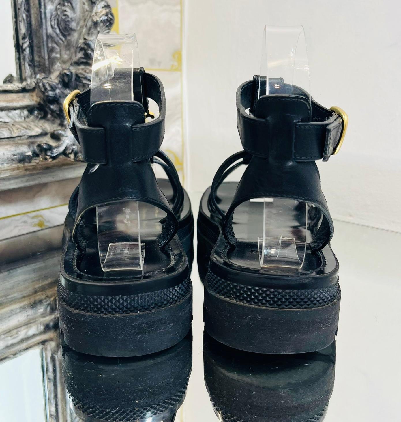 Celine Clea Triomphe Gladiator Leather Sandals For Sale at 1stDibs