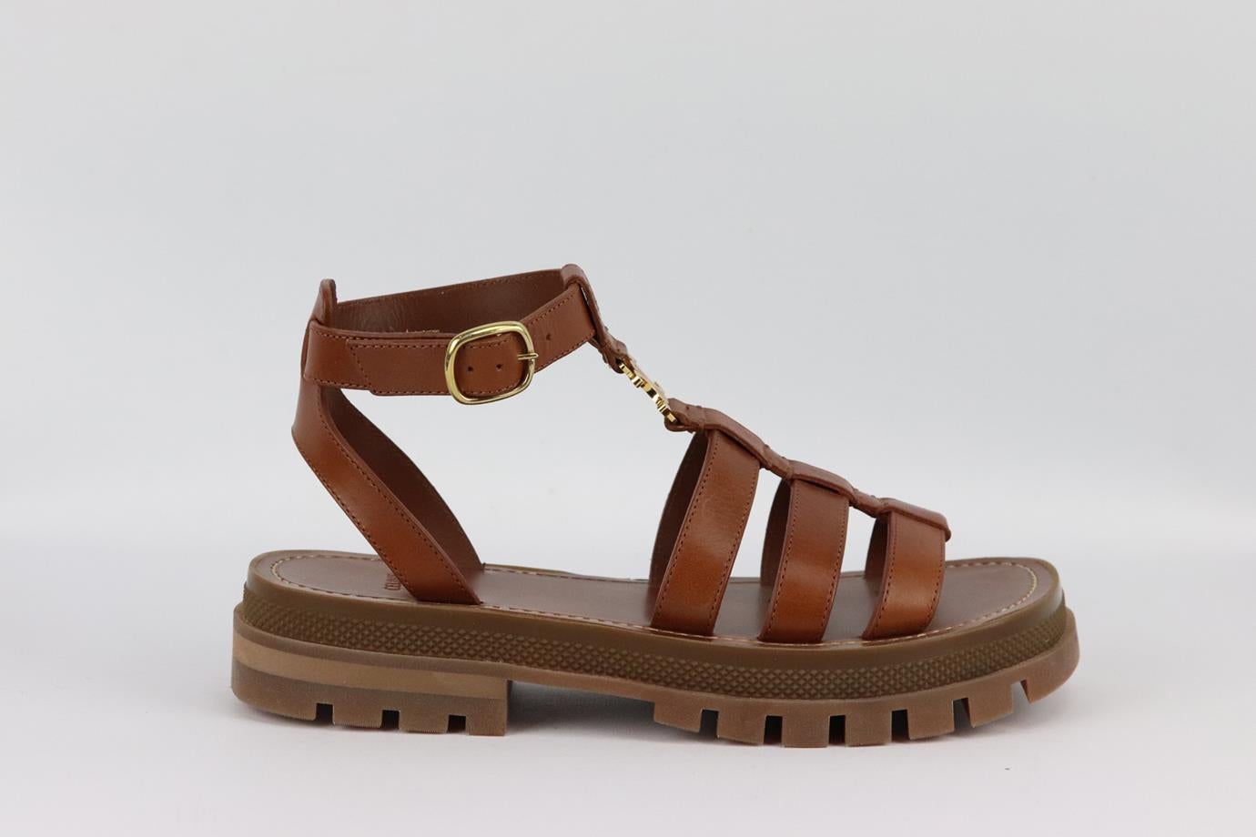 Celine Clea Triomphe Leather Platform Sandals Eu 38 Uk 5 Us 8 at 1stDibs