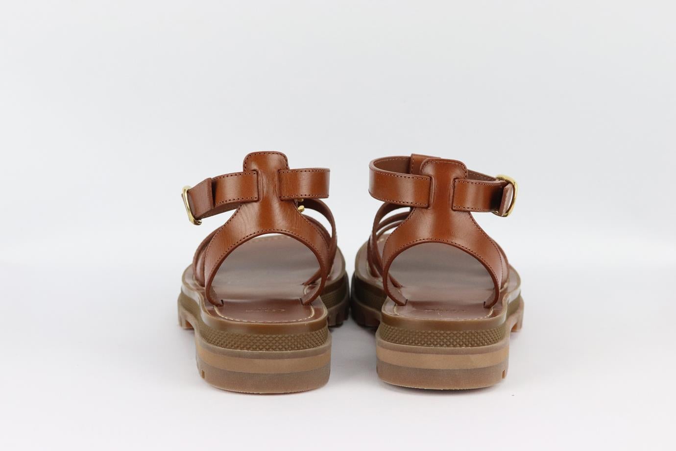 Celine Clea Triomphe Leather Platform Sandals Eu 38 Uk 5 Us 8 at 1stDibs