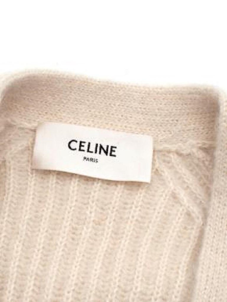 Celine Cream Mohair and Silk Button-Down Cardigan For Sale at 1stDibs