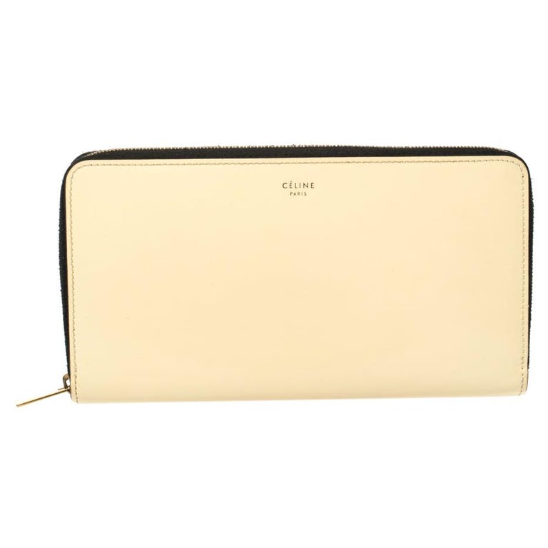 Celine Cream Patent Leather Zip Around Wallet at 1stDibs