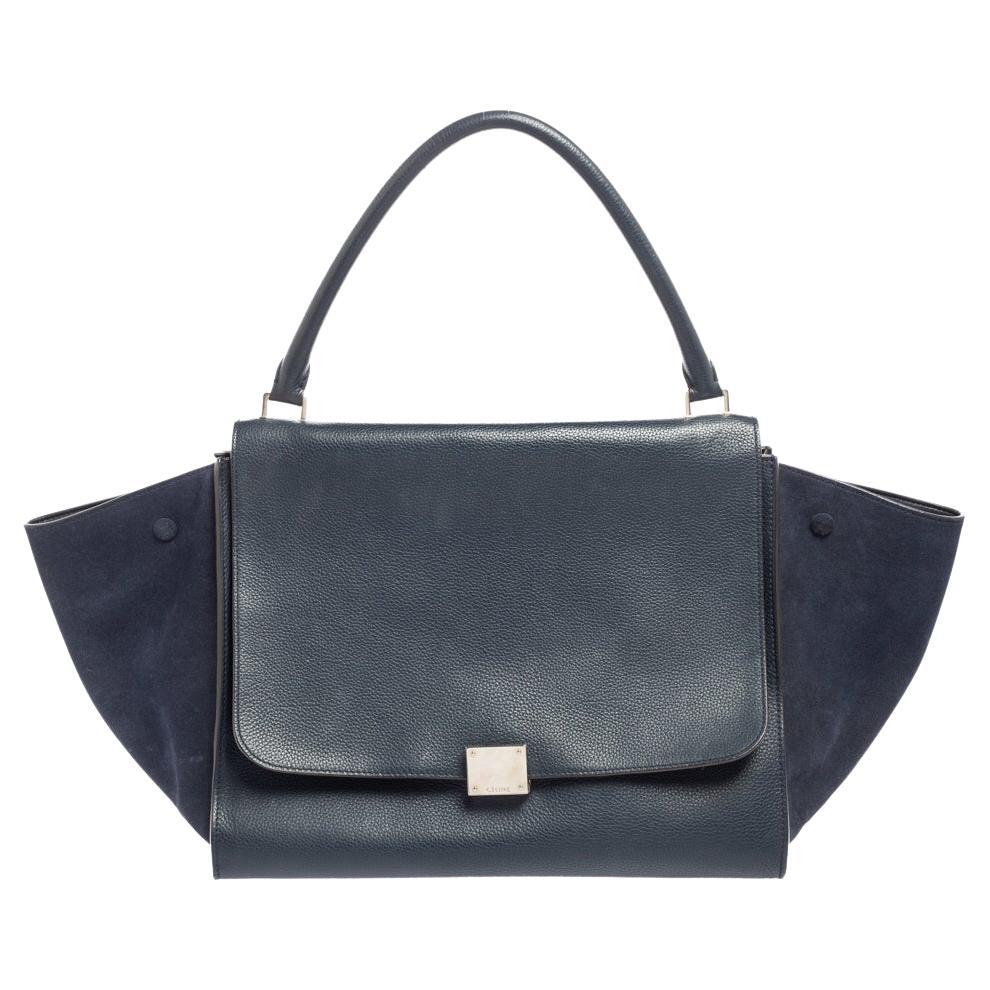 Celine Dark Blue Leather Top Handle Bag at 1stDibs