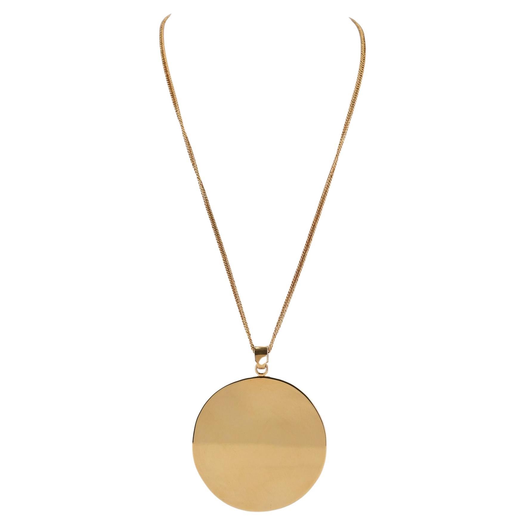 Celine Disc Pendant Chain Necklace For Sale at 1stDibs