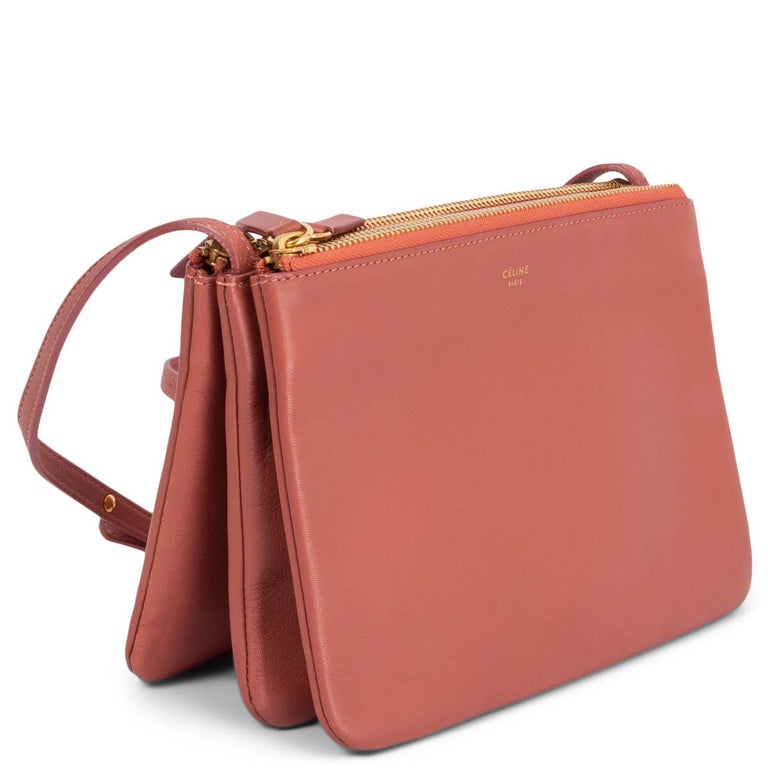 CELINE dusty pink leather TRIO SMALL Crossbody Bag For Sale at 1stDibs