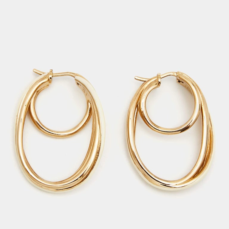 Celine Enamel Gold Tone Earrings For Sale at 1stDibs