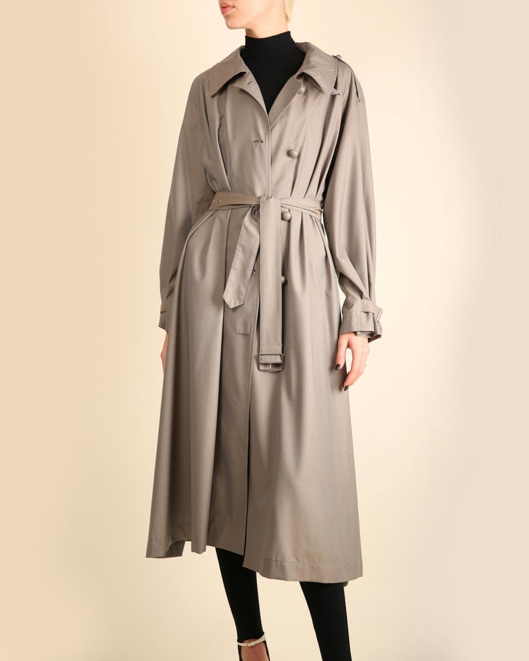 Celine Fall 2017 grey oversized maxi belted wool cashmere trench coat ...