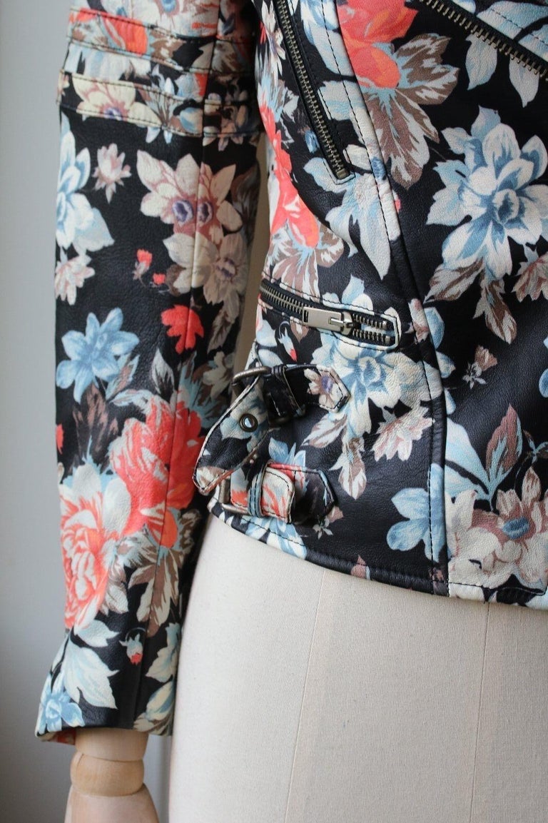 Celine Floral Leather Biker Jacket at 1stDibs | floral leather jacket ...