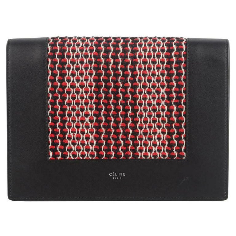 Celine Frame Evening Leather Trimmed Clutch On Chain Bag For Sale at ...