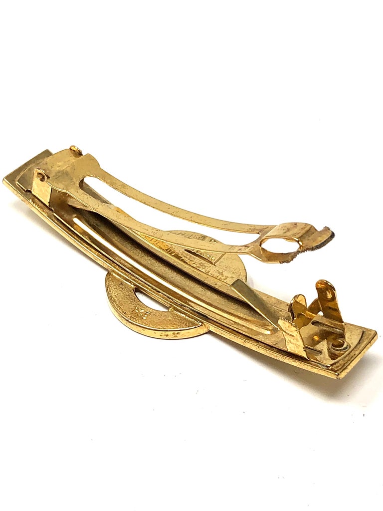 Celine Gold Tone Vintage Hair Clip For Sale at 1stDibs