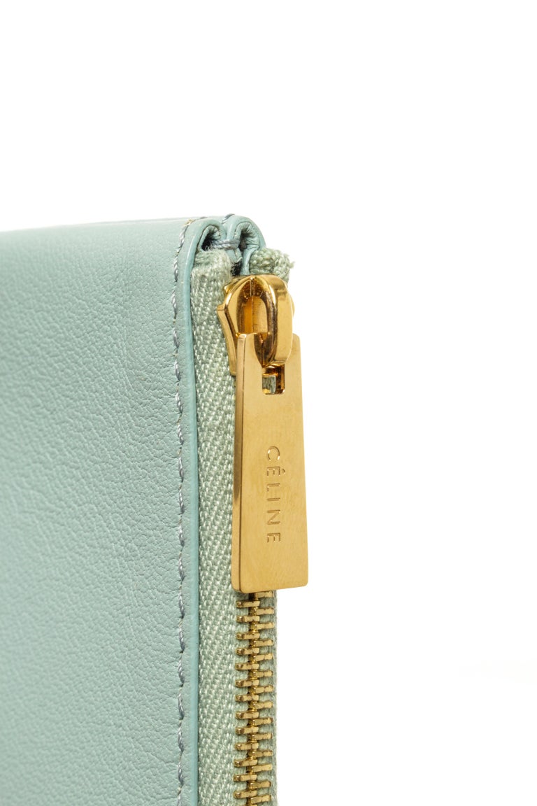 Celine Gray Leather Solo Bicolor Clutch Bag at 1stDibs