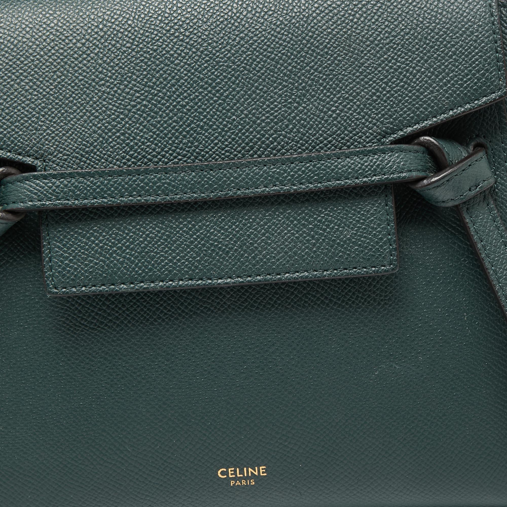 Celine Green Grained Leather Nano Belt Top Handle Bag at 1stDibs ...