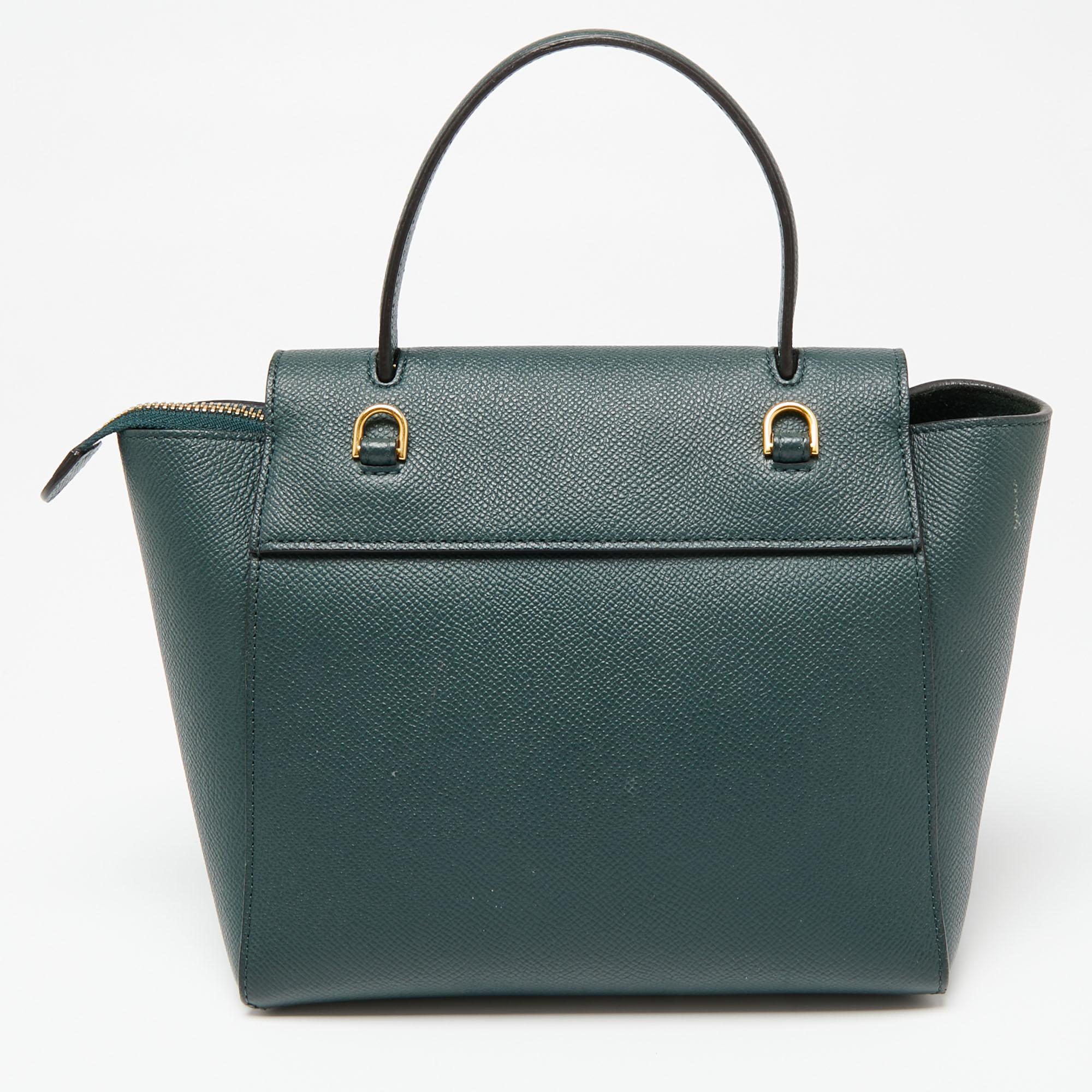 Celine Green Grained Leather Nano Belt Top Handle Bag at 1stDibs ...