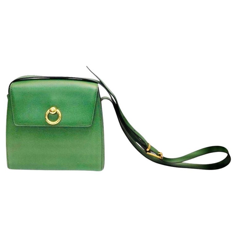 Celine Green Leather Box Strap Shoulder Bag For Sale at 1stDibs