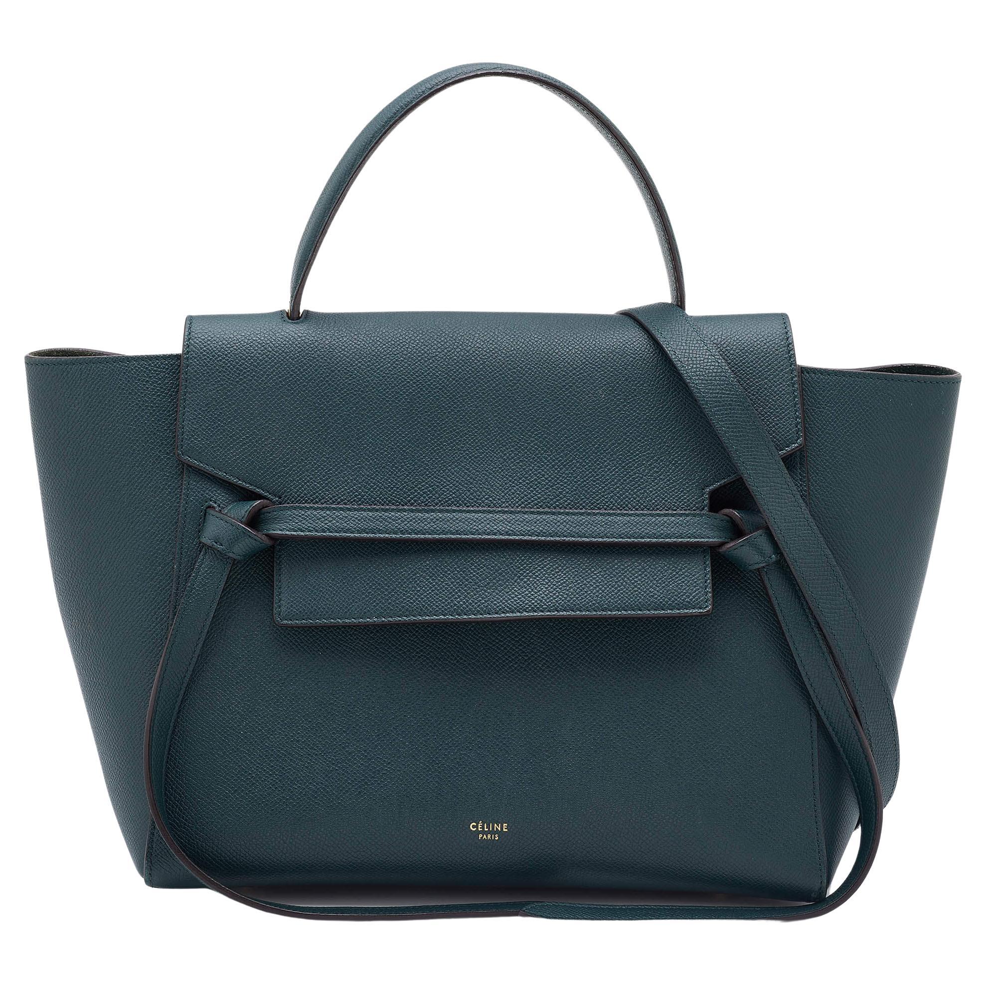 Celine Green Leather Mini Belt Top Handle Bag For Sale at 1stDibs