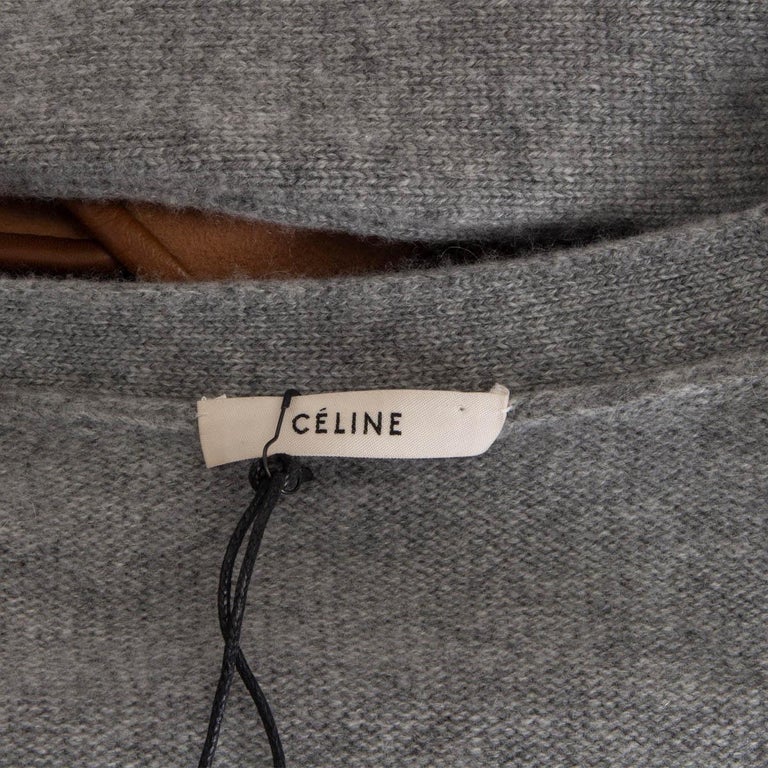 CELINE grey cashmere ICONIC Cardigan Sweater S at 1stDibs