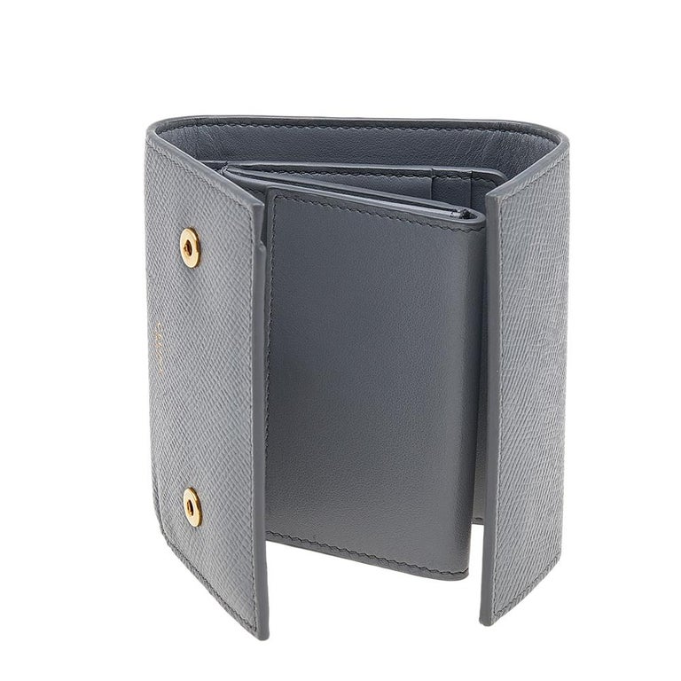 Celine Grey Grained Leather Small Trifold Wallet at 1stDibs