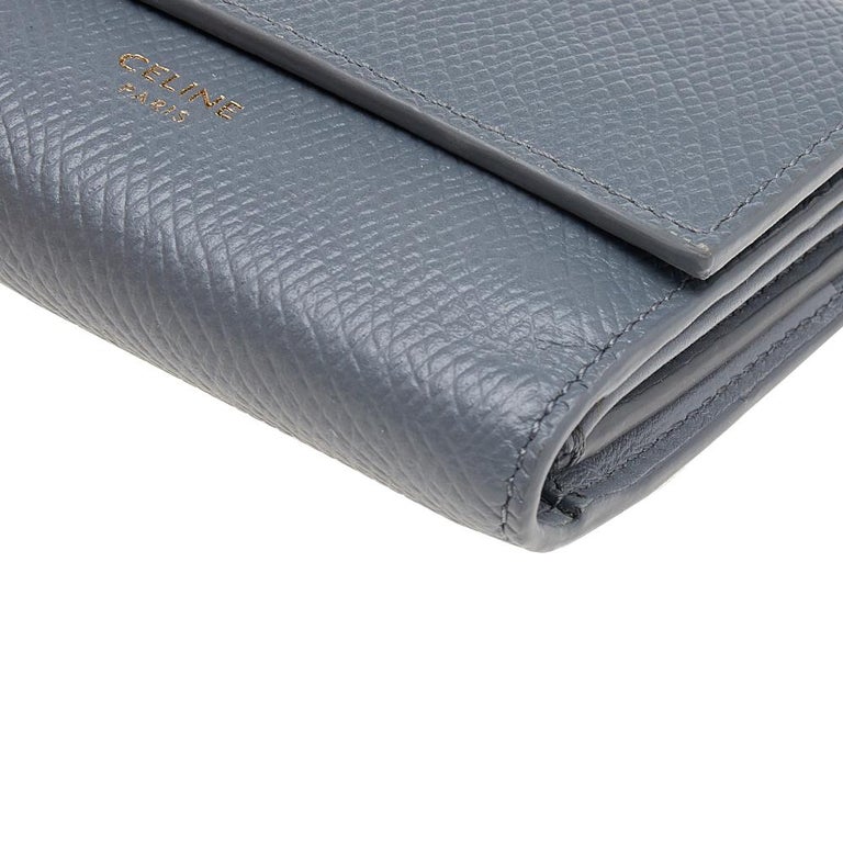 Celine Grey Grained Leather Small Trifold Wallet at 1stDibs