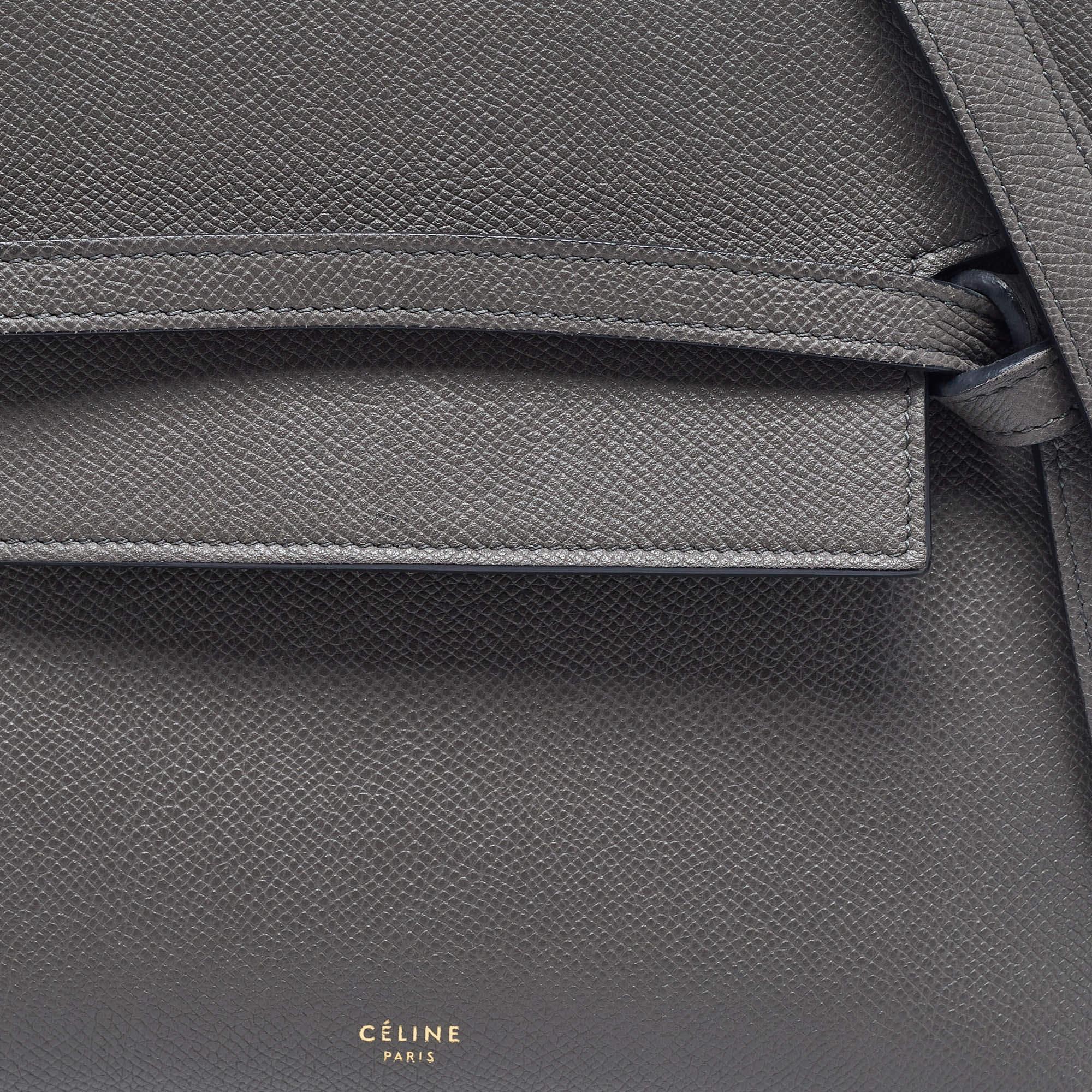 Celine Grey Leather Mini Belt Top Handle Bag For Sale at 1stDibs