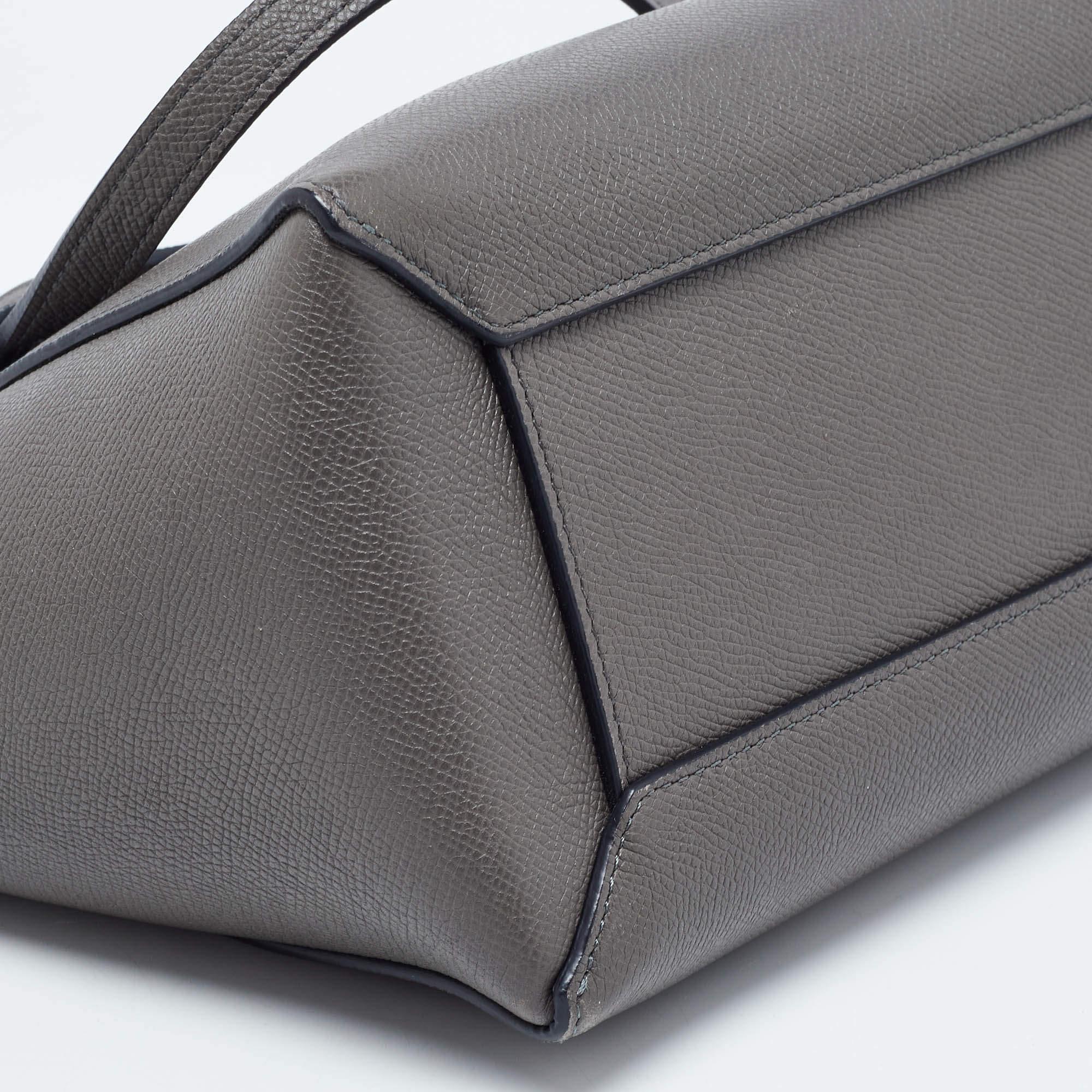 Celine Grey Leather Mini Belt Top Handle Bag For Sale at 1stDibs