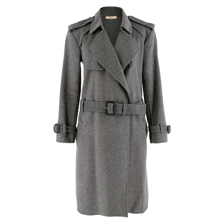 Celine Grey Wool A-Line Belted Coat - Size US 4 at 1stDibs | grey ...