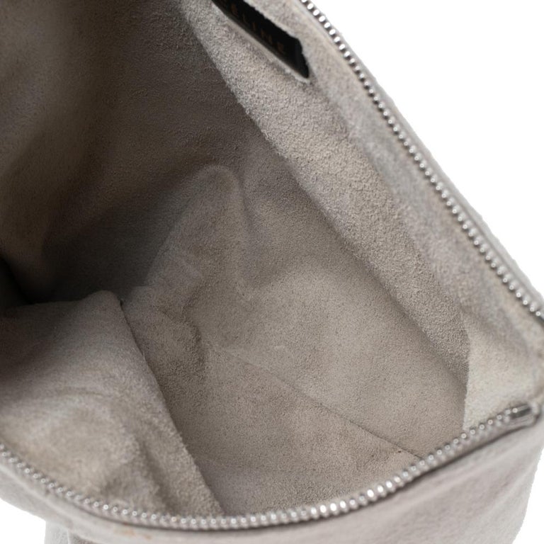 Celine Grey Woven Fabric Small Berlingot Clutch For Sale at 1stDibs