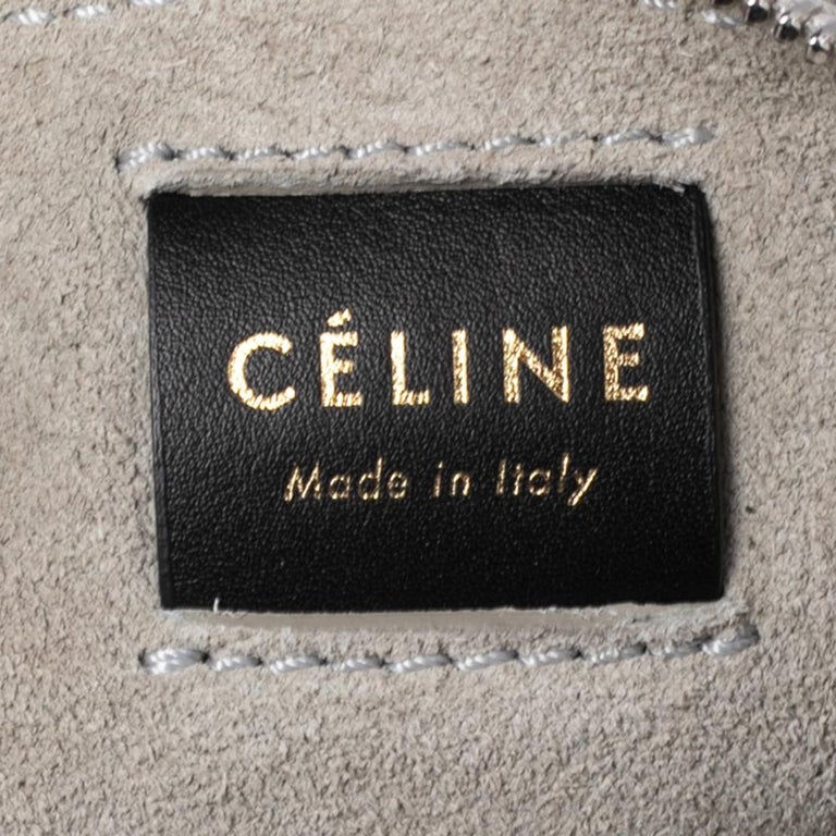 Celine Grey Woven Fabric Small Berlingot Clutch For Sale at 1stDibs