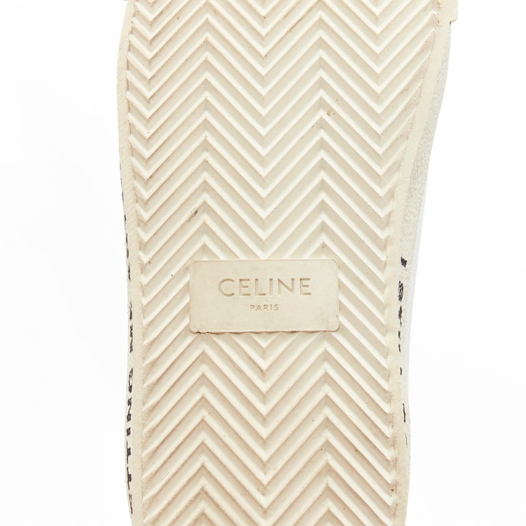 CELINE Hedi Slimane slogan print outsole white canvas low top sneaker ...