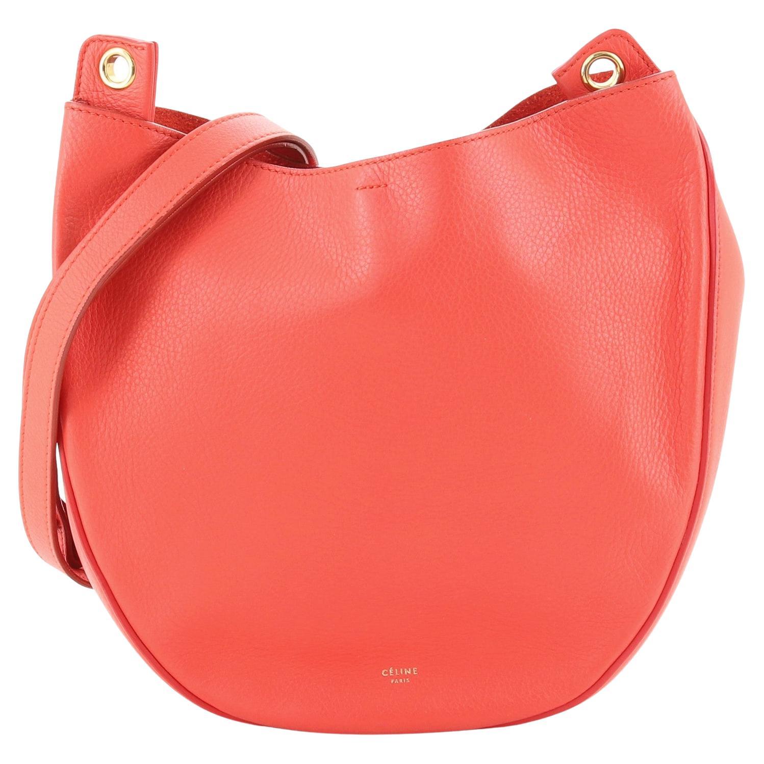 Celine Red Suede Gourmette Shoulder Bag at 1stDibs