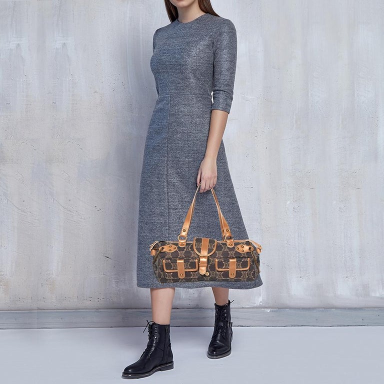 Celine Indigo/Peach Macadam Denim and Leather Double Pocket Satchel at ...