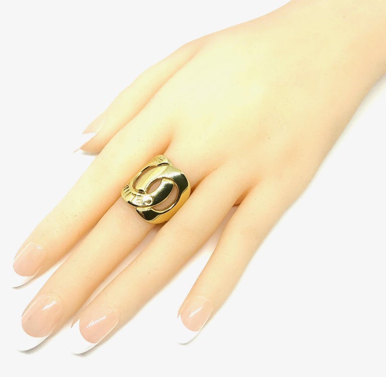 Celine Interlocking Gold Band Ring at 1stDibs