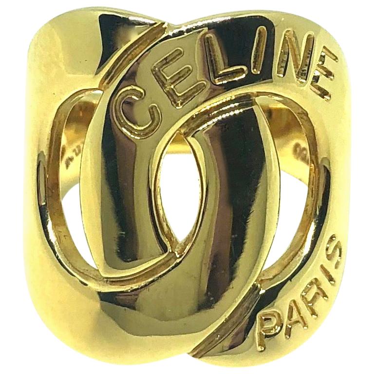 Celine Interlocking Gold Band Ring at 1stDibs