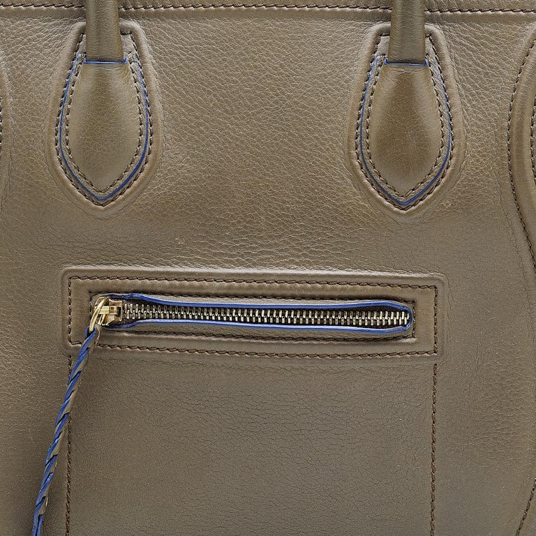 Celine Khaki Grey Leather Medium Phantom Luggage Tote For Sale at 1stDibs