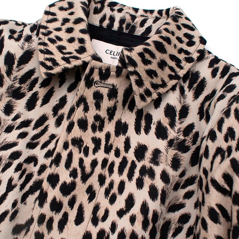 Celine Leopard Print Cotton Twill Short Mac For Sale at 1stDibs