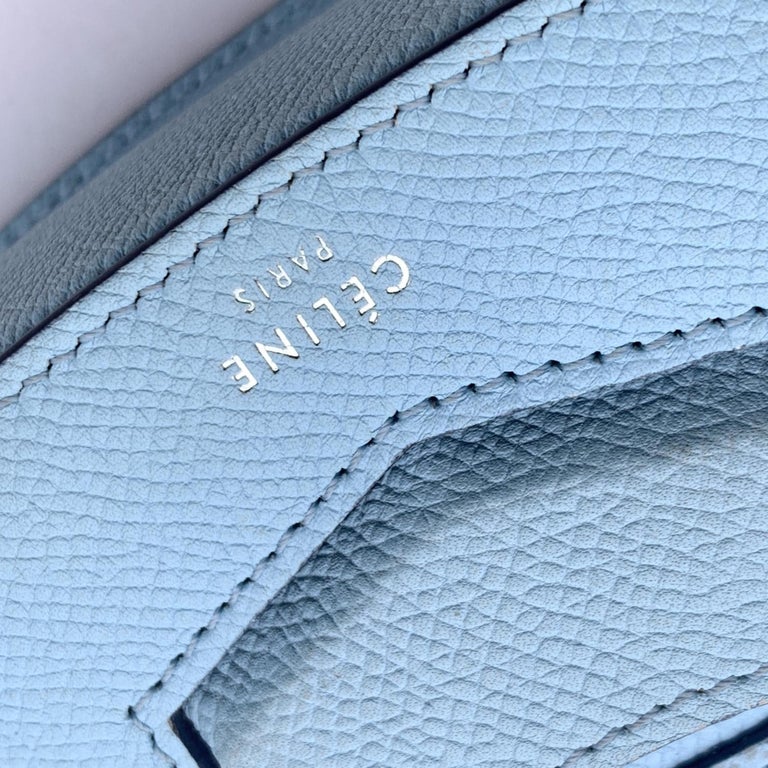 Celine Light Blue Leather Small Trotteur Crossbody Bag For Sale at 1stDibs
